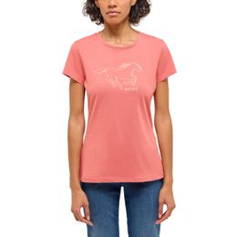Mustang Damen Kurzarmshirt "Damen Style Loa", rosa, Gr. XS, Jersey, 100% Baumwolle, Shirts