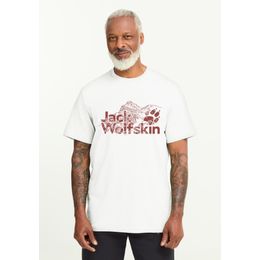 Jack Wolfskin Herren T-Shirt "BRAND T M", wei&szlig;, Gr. M, Obermaterial: 100% BAUMWOLLE, Shirts, T-Shirt aus Bio-Baumwolle, hoher Tragekomfort, gro&szlig;er