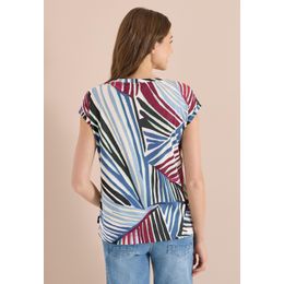 Cecil Damen T-Shirt, bunt, Gr. XXL, gemustert, Web, 50% Baumwolle, 50% Modal, Shirts, mit U-Boot-Ausschnitt