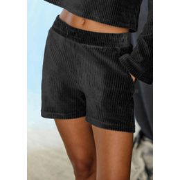 Buffalo Damen Loungepants, Gr. 40, schwarz, Cord, Obermaterial: 62% Baumwolle, 36% Polyester, 2% Elasthan, unifarben, Hosen, mit weicher Cord-Struktur
