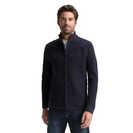 Tom Tailor Herren Strickjacke, blau, Gr. XL, unifarben, Strick, Obermaterial: 60% Baumwolle, 40% Polyacryl, Strickjacken, mit Logo Stickerei