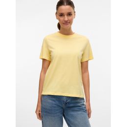 V&eacute;ro Moda VERO MODA Damen Kurzarmshirt "VMPAULINA SS T-SHIRT GA JRS NOOS", gelb, Gr. XL, unifarben, Jersey, Obermaterial: 100% Baumwolle, Shirts, Baumwolle,