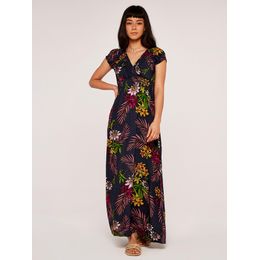 Apricot Damen Maxikleid "Tropisches Maxikleid", blau, Gr. 42, gebl&uuml;mt, gewebt, Obermaterial: 100% Viskose CV., Kleider, mit Smockband