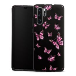 DeinDesign Huawei P30 Pro Handy Silikon H&uuml;lle Case schwarz Handyh&uuml;lle Butterfly Motiv Ohne Hintergrund Muster