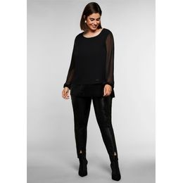 sheego Damen Longbluse, schwarz, Gr. 40, unifarben, 100% Polyester, Besatz:100% Polyester, Blusen