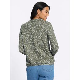 Damen Langarmshirt "Langarm-Shirt"khaki, ecru, bedruckt, Gr. 52, gebl&uuml;mt, gemustert, 100% Baumwolle, Shirts