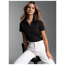 TRIGEMA Damen Poloshirt "TRIGEMA Poloshirt ohne Knopfleiste", schwarz, Basic, Gr. M, Piqu&eacute;, 100% Baumwolle, Shirts