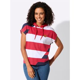 Casual Looks Damen Kapuzenshirt "Kapuzen-Shirt", rot, Gr. 38, gemustert, mehrfarbig, 100% Baumwolle, Shirts