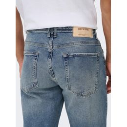 Only & Sons ONLY & SONS Herren Straight-Jeans "ONSEDGE PERFORMANCE LB 3816 DOT DNM NOOS"light blau denim, Gr. 31, Abriebeffekte, Denim/Jeans, Obermaterial: 99%