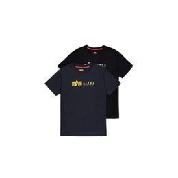 Herren T-Shirt "Alpha Label T-Shirt 2 Pack", schwarz, Gr. M, Alpha Industries, Obermaterial: 100% Baumwolle, Shirts