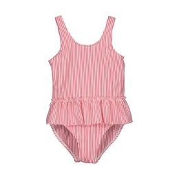 Blue Seven M&auml;dchen Badeanzug, rosa, Gr. 128, gestreift, Elasthan, Polyamid, Polyester, Badeanz&uuml;ge, mit aufgesetzter R&uuml;sche