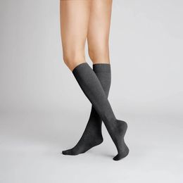 Hudson M&auml;dchen Kniestr&uuml;mpfe "Kniestrumpf Relax Cotton", Gr. 35, grau, Obermaterial: 97% Baumwolle CO. 3% Elasthan EL., Socken