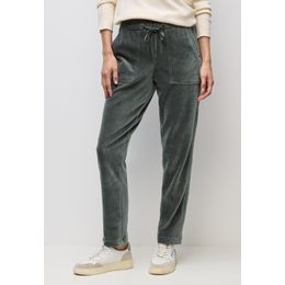 Street One Damen Stoffhose, gr&uuml;n, Gr. 46, unifarben, Web, 60% Baumwolle, 38% Polyester, 2% Elasthan, Hosen, Elastikbund mit Tunnelzug