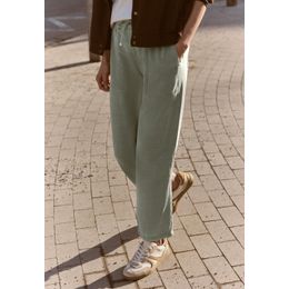 Damen Sweathose, gr&uuml;n, Gr. 46, STREET ONE STUDIO, unifarben, Stoff, 61% Lyocell, 39% Baumwolle, Hosen, Middle Waist