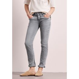 Street One Damen Comfort-fit-Jeanslight grau random wash, Gr. 28, unifarben, Jeans, 85% Baumwolle, 9% Polyester, 4% Elastomultiester, 2% Elasthan,