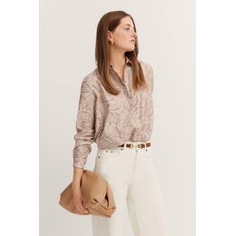 Bugatti Damen Hemdbluse, beige, Gr. 34, gebl&uuml;mt, 100% Baumwolle, Blusen, aus Baumwolle