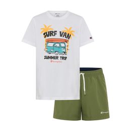 Champion M&auml;dchen T-Shirt & Shorts "Kids' Beach Set", gr&uuml;n, Gr. XL, Obermaterial: 100% Baumwolle. Innenseite: 100% Polyester. Innenslip: 100%