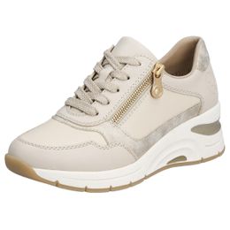 Rieker Damen Sneaker, Gr. 42, beige, Leder, Lederimitat, Schuhe, mit seitlichem Rei&szlig;verschluss,Freizeitschuh,Schn&uuml;rschuh, schmale Form