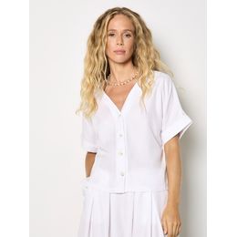 Apricot Damen Shirtbluse "Leichtes Shirt mit V-Ausschnitt", wei&szlig;, Gr. 38, uni, gewebt, Obermaterial: 96% LyocellTENCEL LyoT. 4% Leinen LI., Blusen,