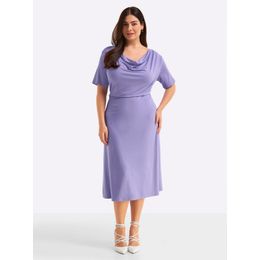 sheego Damen Jerseykleid "Jersey-Kleid", lila, Gr. 48, unifarben, Jersey, 95% Viskose, 5% Elasthan, Kleider