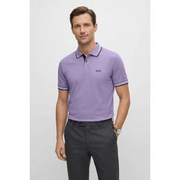 BOSS Green Herren Poloshirt "Paul Slim Fit Stretch-Baumwoll-Pique", lila, Gr. S, Jersey, Obermaterial: 92% Baumwolle, 8% Elasthan, Shirts, mit