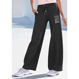 Damen Jogginghose, BENCH. LOUNGEWEAR, Gr. 48, schwarz, angeraute Sweatware, Obermaterial: 60% Baumwolle, 40% Polyester, unifarben, Basic, Hosen,
