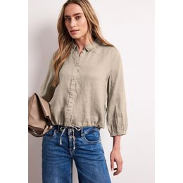 Street One Damen Hemdbluse, beige, Gr. 36, unifarben, Web, 100% Leinen, Blusen, aus Leinen