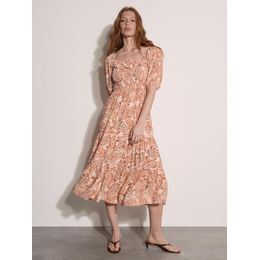 Apricot Damen Midikleid "Midi-Kleid im Milchm&auml;dchen-Stil", orange, Gr. 40, gemustert, gewebt, Obermaterial: 60% Viskose LENZING ECOVERO CV LenzEcov.