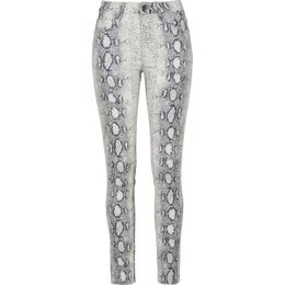 Urban Classics Damen Stoffhose "Urban Classics Damen Ladies Animal Stretch Twill Skinny Pants", grau, Gr. 29, 98% Baumwolle, 2% Elasthan, Hosen