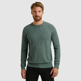 PME-Legend PME LEGEND Herren Rundhalspullover, gr&uuml;n, Gr. M, unifarben, Strick, Obermaterial: 50% Baumwolle, 50% Modal, Pullover, mit Logo Stickerei