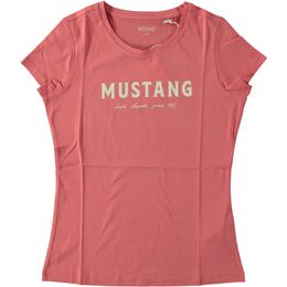 Mustang Damen Kurzarmshirt "Damen Style Alexia C Logo", rosa, Gr. S, Jersey, 100% Baumwolle, Shirts