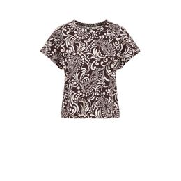 WE Fashion T-Shirt Damen Gr&ouml;&szlig;e S chamois / dunkelbraun / wei&szlig;