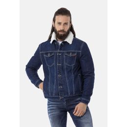 Cipo & Baxx CIPO & BAXX Herren Outdoorjacke "Jacke", blau, Gr. M, unifarben, Stoff, 100% Baumwolle, Jacken, mit Kunstpelz-Kragen