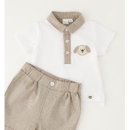 IDO M&auml;dchen Shorts "BABY BOY SUMMER SET", beige, Gr. 62, 95% Baumwolle, 5% Elasthan - 55% Leinen, 43% Baumwolle, 2% Elasthan, Hosen