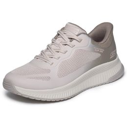 Skechers Damen Slip-On Sneaker "BOBS SQUAD 4", Gr. 40, beige, Lederimitat, Mesh, Schuhe, Slipper, Freizeitschuh, Halbschuh mit Memory Foam