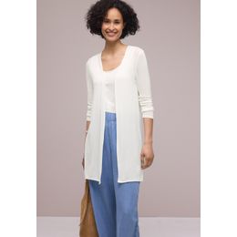 Street One Damen Longstrickjacke, wei&szlig;, Gr. 44, unifarben, Stoff, 91% Viskose, 9% Elasthan, Strickjacken, aus softer Viskose
