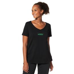 Venice Beach Damen T-Shirt, schwarz, Gr. 40, unifarben, Single Jersey, Obermaterial: 56% Baumwolle, 38% Viskose, 6% Elasthan, Shirts, lockere