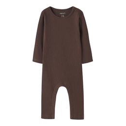 name it M&auml;dchen Body "NBNNAKAL LS SUIT NOOS", Gr. 56, braun, Sweatware, Obermaterial: 95% Baumwolle, 5% Elasthan, unifarben, Bodys