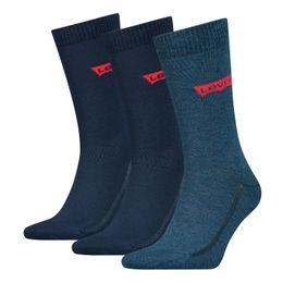 Levi's LEVI'S Damen Socken "LEVIS REGULAR CUT BW LOGO RECYCL CO 3P", Gr. 43, blau, Baumwollmischung, Socken, mit breitem Logobund