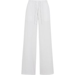 Urban Classics Damen Stoffhose "Urban Classics Ladies Structured Wideleg Pants", wei&szlig;, Gr. XXXL, unifarben, 85% Viskose, 15% Polyimid, Hosen
