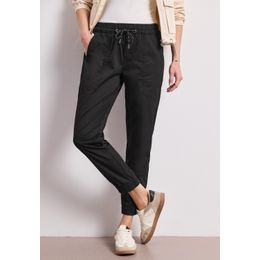 Street One Damen Jogger Pants, schwarz, Gr. 34, unifarben, Web, 97% Baumwolle, 3% Elasthan, Hosen, aus Baumwolle mit Stretchanteil