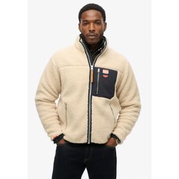 Superdry Herren Fleecejacke "VINTAGE RETRO FULL ZIP FLEECE", wei&szlig;, Gr. XXL, unifarben mit Farbeins&auml;tzen, Fleece, Obermaterial: 100% Polyester,