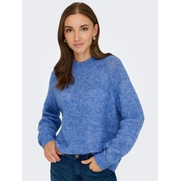 Jacqueline de Yong JDY Damen Stehkragenpullover "JDYZOEY LIFE L/S HN RAGLAN PUL KNT NOOS", blau, Gr. XS, meliert, Strick, Obermaterial: 70% Polyester, 21% Nylon, 8%