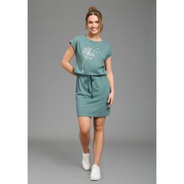 Kangaroos Damen Shirtkleid, gr&uuml;n, Gr. 32, Single Jersey, Obermaterial: 50% Baumwolle, 50% Modal, Kleider, mit Pusteblume, f&uuml;r Casualmode und