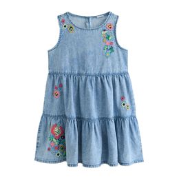 Next Kleid M&auml;dchen Gr&ouml;&szlig;e 128 blue denim / hellgr&uuml;n / hellpink / grenadine