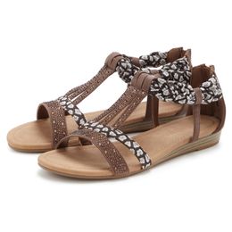 Lascana Damen Sandale "Sommerschuh, Sandalette, offener Schuh", Gr. 35, braun, Obermaterial: 50% Lederimitat, 50% Textilmaterial. Decksohle: 100%