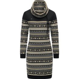 Ragwear Damen Sweatkleid "Chlloe Jacquard YOUMODO", schwarz, Gr. XXL, Material: 70% Baumwolle, 30% Polyester, Kleider, stylisches Langarmkleid mit