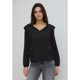 Damen Langarmbluse, schwarz, Gr. 44, STREET ONE STUDIO, unifarben, Stoff, 100% Viskose, Blusen, aus softer Viskose