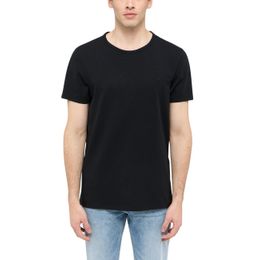 Mustang Herren T-Shirt "Allen", schwarz, Basic, Gr. L, Jersey, Obermaterial: 95% Baumwolle, 5% Elasthan, Shirts