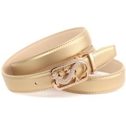 Anthoni Crown Damen Lederg&uuml;rtel, gold, Gr. 80, Rindsleder, G&uuml;rtel
